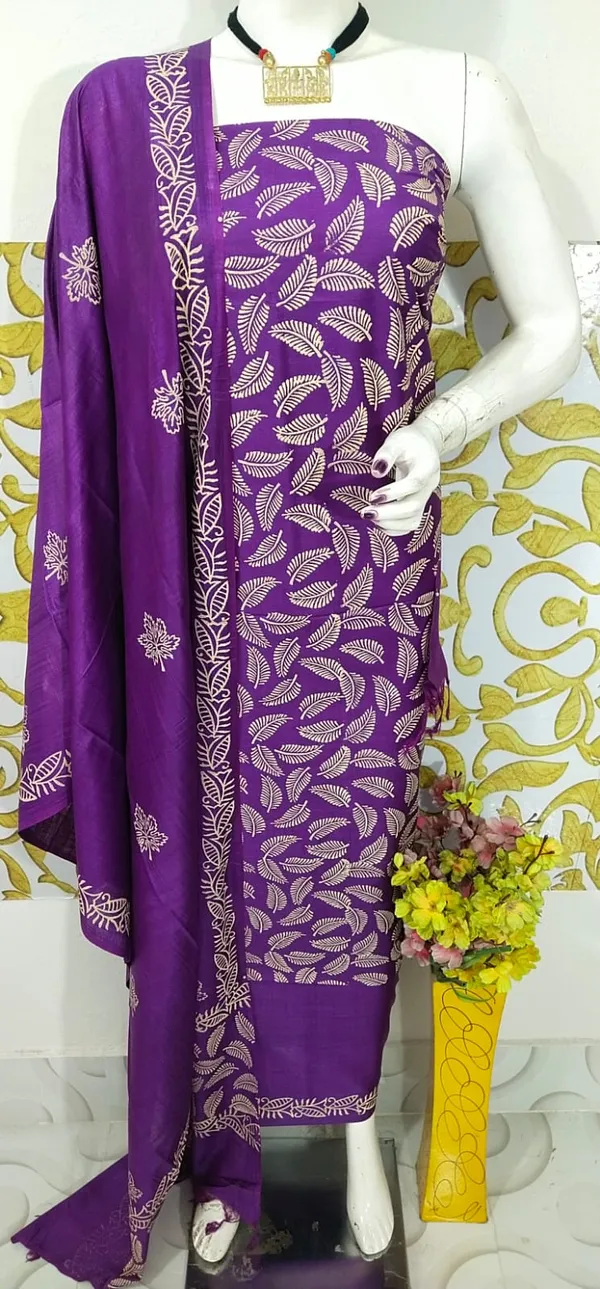 Handloom Cotton Dress Material Set for Women – Top, Bottom & Dupatta ...