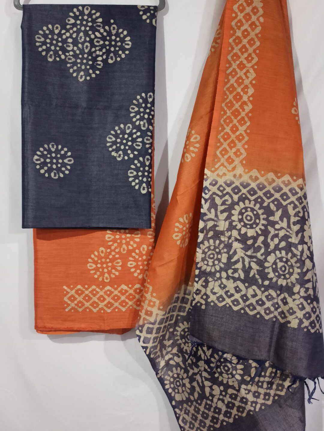 Dupion Viscose Silk Handloom Batik Print Dress Material – Silk Textiles ...